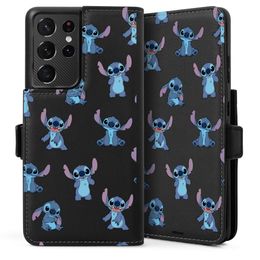 DeinDesign Galaxy S21 Ultra 5G Handy Klapph&uuml;lle Handyh&uuml;lle aus Kunst Leder schwarz Flip Case Lilo & Stitch Disney Official Licensed Product Sideflip mit Lasche