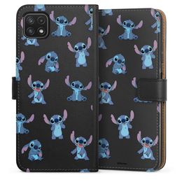 DeinDesign Galaxy A22 5G Handy Klapph&uuml;lle Handyh&uuml;lle aus Kunst Leder schwarz Flip Case Official Licensed Product Lilo & Stitch Disney Sideflip mit langer Lasche