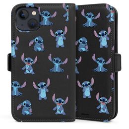 DeinDesign iPhone 13 Handy Klapph&uuml;lle Handyh&uuml;lle aus Kunst Leder schwarz Flip Case Lilo & Stitch Disney Official Licensed Product Sideflip mit Lasche