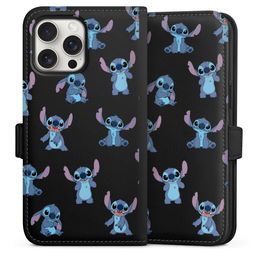 DeinDesign iPhone 15 Pro Max Handy Klapph&uuml;lle Handyh&uuml;lle aus Kunst Leder schwarz Flip Case Lilo & Stitch Disney Official Licensed Product Sideflip mit Lasche