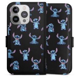 DeinDesign iPhone 14 Pro Handy Klapph&uuml;lle Handyh&uuml;lle aus Kunst Leder schwarz Flip Case Lilo & Stitch Disney Official Licensed Product Sideflip mit langer Lasche