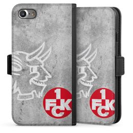 DeinDesign iPhone SE (2022) Handy Klapph&uuml;lle Handyh&uuml;lle aus Kunst Leder schwarz Flip Case 1. Fck Devil 1. Fc Kaiserslautern Sideflip mit Lasche