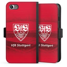 DeinDesign iPhone SE (2020) Handy Klapph&uuml;lle Handyh&uuml;lle aus Kunst Leder schwarz Flip Case Stadium Vfb Stuttgart Official Licensed Product Sideflip mit Lasche