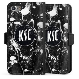 DeinDesign iPhone SE (2020) Handy Klapph&uuml;lle Handyh&uuml;lle aus Kunst Leder schwarz Flip Case Official Licensed Product Ksc Karlsruher Sc Sideflip mit Lasche