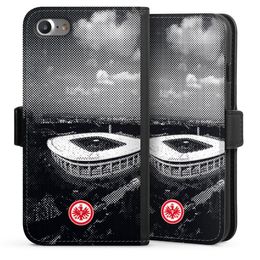 DeinDesign iPhone SE (2020) Handy Klapph&uuml;lle Handyh&uuml;lle aus Kunst Leder schwarz Flip Case Sge Stadium Eintracht Frankfurt Sideflip mit Lasche