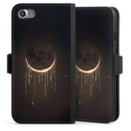 DeinDesign iPhone SE (2020) Handy Klapph&uuml;lle Handyh&uuml;lle aus Kunst Leder schwarz Flip Case Moon Light Full Moon Sideflip mit Lasche