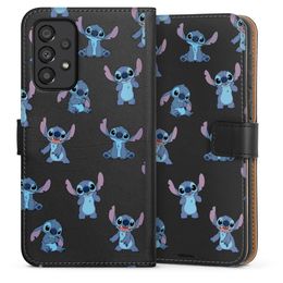 DeinDesign Galaxy A33 5G Handy Klapph&uuml;lle Handyh&uuml;lle aus Kunst Leder schwarz Flip Case Official Licensed Product Lilo & Stitch Disney Sideflip mit langer Lasche