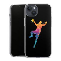 DeinDesign iPhone 14 Plus Handy Case Handyh&uuml;lle transparent H&uuml;lle Handball Sports Colour Splash Hard Case