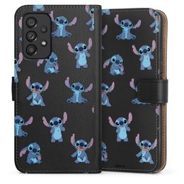 DeinDesign Galaxy A53 5G Handy Klapph&uuml;lle Handyh&uuml;lle aus Kunst Leder schwarz Flip Case Official Licensed Product Lilo & Stitch Disney Sideflip mit langer Lasche