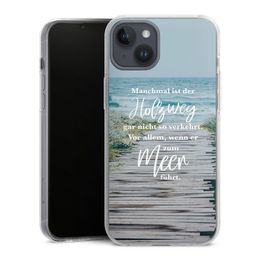 DeinDesign iPhone 14 Plus Handy Case Handyh&uuml;lle transparent H&uuml;lle Statement Beach Spruch Hard Case