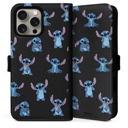 DeinDesign iPhone 16 Pro Handy Klapph&uuml;lle Handyh&uuml;lle aus Kunst Leder schwarz Flip Case Lilo & Stitch Disney Official Licensed Product Sideflip mit Lasche