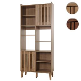 Mendler B&uuml;cherregal HWC-M48, B&uuml;cherschrank Hochschrank, Schiebet&uuml;r 8 Stauf&auml;cher MDF 178x75x35cm ~ Variantena 105424+105425