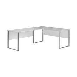 Mid.you Eckschreibtisch, Hellgrau, Metall, Holzwerkstoff, eckig, 77x73x170+223 cm, seitenverkehrt montierbar, Arbeitszimmer, Schreibtische, Eckschreibtische