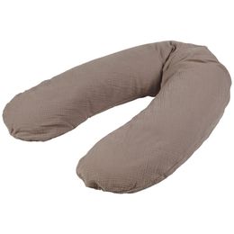 Patinio Stillkissen Musselin, Taupe, Textil, 40 L, F&uuml;llung: EPS Mikroperlen,EPS Mikroperlen, 35x190 cm, Oeko-Tex&reg; Standard 100, Bezug abnehmbar, waschbar, schadstoffgepr&uuml;ft, mit Rei&szlig;verschluss, F&uuml;ttern, Stillen, Stillkissen