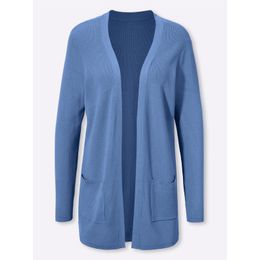 WITT Damen Longstrickjacke in Viskose-Qualit&auml;t, mittelblau, Gr&ouml;&szlig;e 42