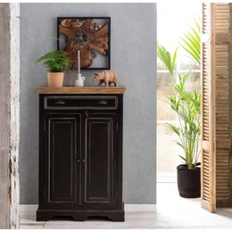 Highboard Sit "Corsica", schwarz (schwarz, honig), B:80cm H:120cm T:38cm, Holz teilmassiv, Sideboards, Highboard, H&ouml;he 120 cm, Shabby Chic, Vintage