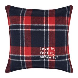 Dekokissen Pad "TARTAN", rot, blau, kariert, B:45cm L:45cm, Polyester, Dekokissen_Sitzkissen_Kissenhüllen