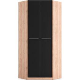 Eckkleiderschrank Priess "Barcelona Kleiderschrank Ecklösung Raumwunder", braun (eichefarben artisan, schwarz), B:78cm H:193cm T:78cm, Holzwerkstoff, Schränke, Eckkleiderschrank, in 2 Tiefen Schrank Eckschrank Garderobe, Topseller