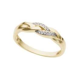 Diamantring Firetti "Schmuck Geschenk Gold 333 Damenring Goldring Diamant" Gr. 19, gold (gelbgoldfarben, weißgoldfarben), Fingerringe, Damen, 19, 0,05 P2 = erkennbare Einschlüsse, Diamanten Gelbgold 333, 2mm, Diamanten, Gelbgold 333, mit Brillanten