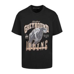 T-Shirt MisterTee "MisterTee Greyhound Racing Oversize Tee", Damen, Gr. L, schwarz, 100% Baumwolle, bedruckt, oversize, Rundhals, Shirts T-Shirt