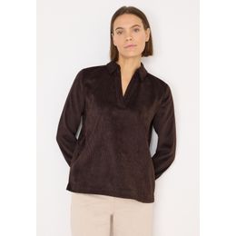 Langarmbluse Cecil, Damen, Gr. XL (44), tartufo braun, Cord, 89% Polyester, 8% Nylon, 3% Elasthan, unifarben, normal normal, V-Ausschnitt, B&uuml;ndchen, Blusen, soft und weich