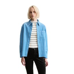 Marc O'Polo Damen Langarmbluse "aus mittelschwerem Cord-Stretch"azure sky, Gr. L, MARC O'POLO DENIM, unifarben, Obermaterial: 98% Baumwolle, 2% Elasthan, Blusen