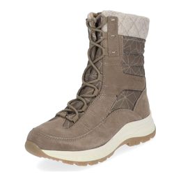 Schn&uuml;rstiefelette Tamaris "Tamaris Stiefelette Leder/Textil", Damen, Gr. 39, grau (taupe), Leder, Textil, Schuhe Schn&uuml;rstiefelette