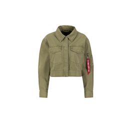 Bomberjacke Alpha Industries "Deck Jacket Cropped Wmn", Damen, Gr. L, gr&uuml;n (olive), Obermaterial: 100% Baumwolle, Jacken Bomberjacke