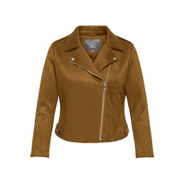 Bikerjacke Only CARMAKOMA "CARSHERRY NEW LIFE BONDED BIKER OTW", Damen, Gr. 42, cognac, Web, Obermaterial: 100% Polyester, unifarben, Jacken