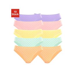 Bikinislip Petite Fleur, Damen, Gr. 32/34, bunt (lila, rosa, gelb, grün, orange), Obermaterial: 95% Baumwolle, 5% Elasthan, gepunktet, eng, Unterhosen, aus elastischer Baumwolle