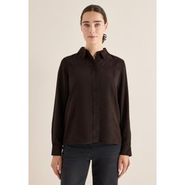 Langarmbluse Cecil, Damen, Gr. L (42), tartufo braun, Stoff, 100% Lyocell, unifarben, klassisch normal, V-Ausschnitt, breiter Bund, Blusen, in Blusen-Optik
