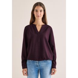 Langarmbluse Cecil, Damen, Gr. L (42), eggplant rot, Stoff, 100% Viskose, unifarben, normal normal, Rundhals, abgesteppt, Blusen, mit Elastiksaum