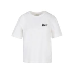 T-Shirt MISS TEE "Miss Tee Damen Girls Peace Hand Tee", Damen, Gr. 4XL, wei&szlig;, 100% Baumwolle, bedruckt, oversize, Rundhals, Shirts T-Shirt