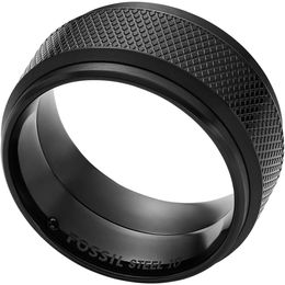 Fingerring Fossil "Schmuck Geschenk Edelstahl Ring Knox" Gr. 21,5, schwarz, Fingerringe, Damen, 21,5, Edelstahl, 12mm, Fingerring