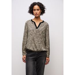 Langarmbluse Street One, Damen, Gr. 34, sanded beige, Stoff, 100% Viskose, animal-print, normal normal, V-Ausschnitt, elastischer Bund, Blusen, mit Elastiksaum