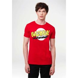 T-Shirt logoshirt "Big Bang Theory Bazinga", Damen, Gr. L, rot, 100% Baumwolle, bedruckt, normal, Rundhals, Shirts T-Shirt, mit coolem Frontprint