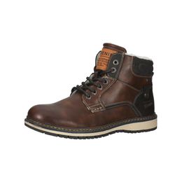Schn&uuml;rstiefelette Tom Tailor "Tom Tailor Stiefelette PU", Damen, Gr. 45, braun (cognac), Synthetik, Schuhe Schn&uuml;rstiefelette