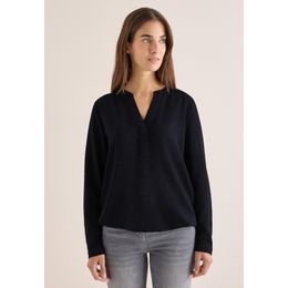 Langarmbluse Cecil, Damen, Gr. L (42), schwarz, Stoff, 100% Viskose, unifarben, normal normal, Rundhals, abgesteppt, Blusen, mit Elastiksaum