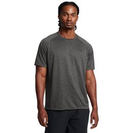 Trainingsshirt Under Armour "UA TECH 2.0 SS TEE", Herren, Gr. S, grau (carbon heath), Jersey, Obermaterial: 100% Polyester, normal, Rundhals, Raglanärmel abgesteppt, Shirts