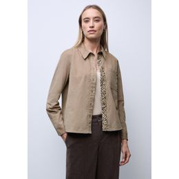 Langarmbluse Street One, Damen, Gr. 46, flowing beige, Web, 100% Baumwolle, unifarben mit Farbeinsatz, normal normal, V-Ausschnitt, B&uuml;ndchen, Blusen, mit Knopfleiste