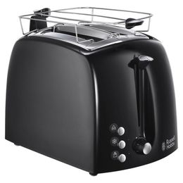 Russell Hobbs Toaster, Schwarz, Metall, Kunststoff, 18.2x22.1x29.5 cm, Kr&uuml;melschublade, Br&ouml;tchenaufsatz, Schnellstoppfunktion, automatischer Auswurf nach R&ouml;stende, K&uuml;chenger&auml;te, Toaster