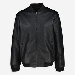 Schwarze Bomberjacke aus Kunstleder