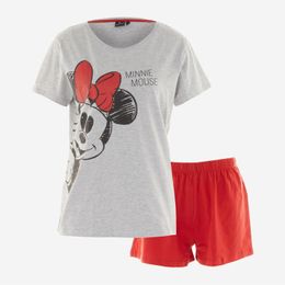 Disney Minnie Mouse Grau-rotes Pyjama-Set aus T-Shirt und Shorts
