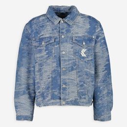 Karl Kani Blaue Jeansjacke mit gesticktem Muster