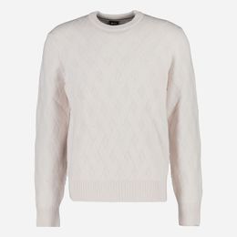 BOSS Hellrosa Pullover mit Rautenmuster aus Wolle