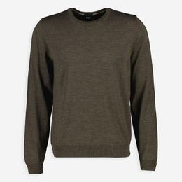 BOSS Gr&uuml;ner Pullover mit Rundhalsausschnitt aus Wolle