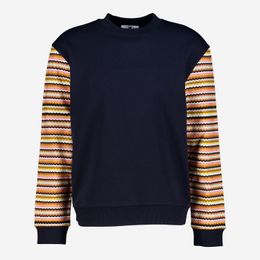 Missoni Dunkelblaues Sweatshirt mit mehrfarbigen &Auml;rmeln
