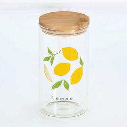zeller Vorratsglas 'Lemon' mit Bambusdeckel 850 ml 9 x 17 x 9 cm