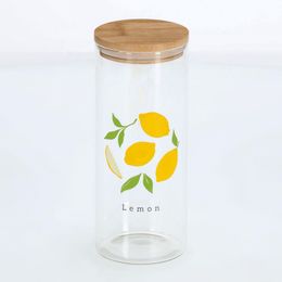 zeller Vorratsglas 'Lemon' mit Bambusdeckel 1,15 l 9 x 22,5 x 9 cm
