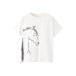 Mango Kids T-Shirt 'HORSE' M&auml;dchen Gr&ouml;&szlig;e 152 grau / offwhite